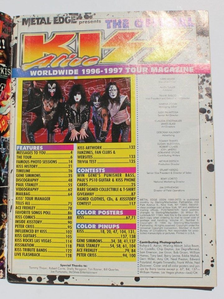 The Official KISS Alive Worldwide Tour 1996 / 1997 Magazine April 1996 ...
