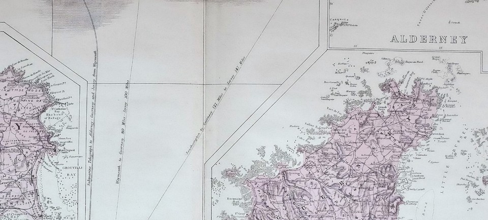 1883 MAP JERSEY ST HELIER ST CLEMENTS ST BRELADE ST OWENS ~ GUERNSEY ...