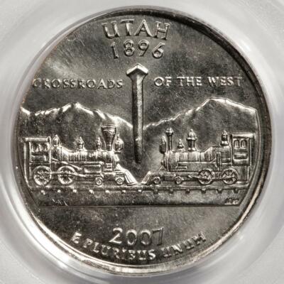 2007 D PCGS MS65 Struck On Elliptical Clip Planchet Utah Quarter Mint ...