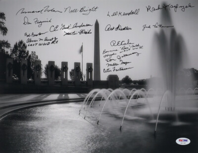 WWII Memorial Autographed (x16) 11x14 PSA DNA LOA Jakeway Nolan Aust RE ...