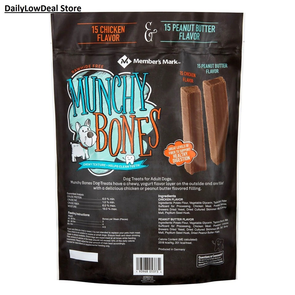 Member's Mark Munchy Bones Dog Treats for Adult Dogs - 30 Treats 84 oz (5.29 lb) | eBay