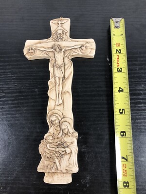 Holy Trinity Wall Crucifix Cross 8" H Resin Catholic Home Gift | eBay