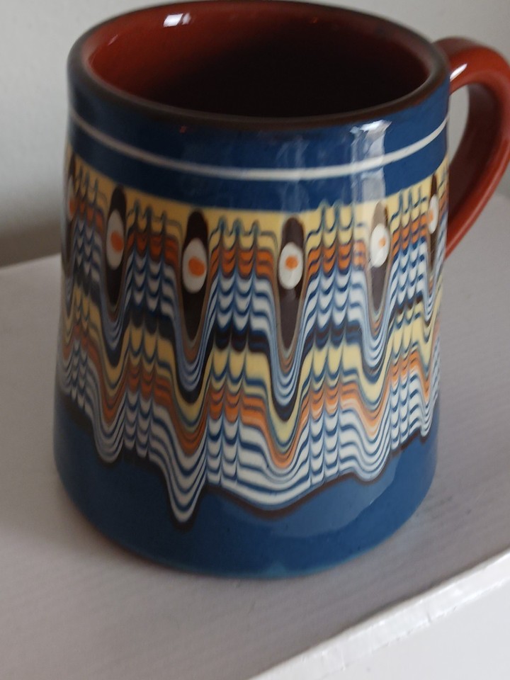 Bulgarian Troyan style pottery ceramic mug with drip glaze 4.5 in. | eBay