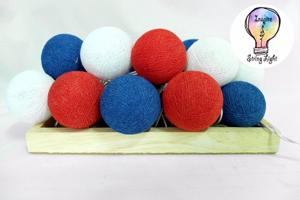 20 COTTON BALLS STRING FAIRY LIGHTS PARTY,PATIO,DECOR,CHRISTMAS,WEDDING ...