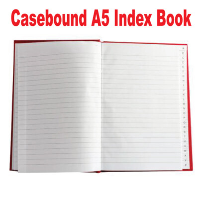 A5 A-Z INDEXED HARD BACK MANUSCRIPT BOOK (RED) - Choice quantity FREE ...