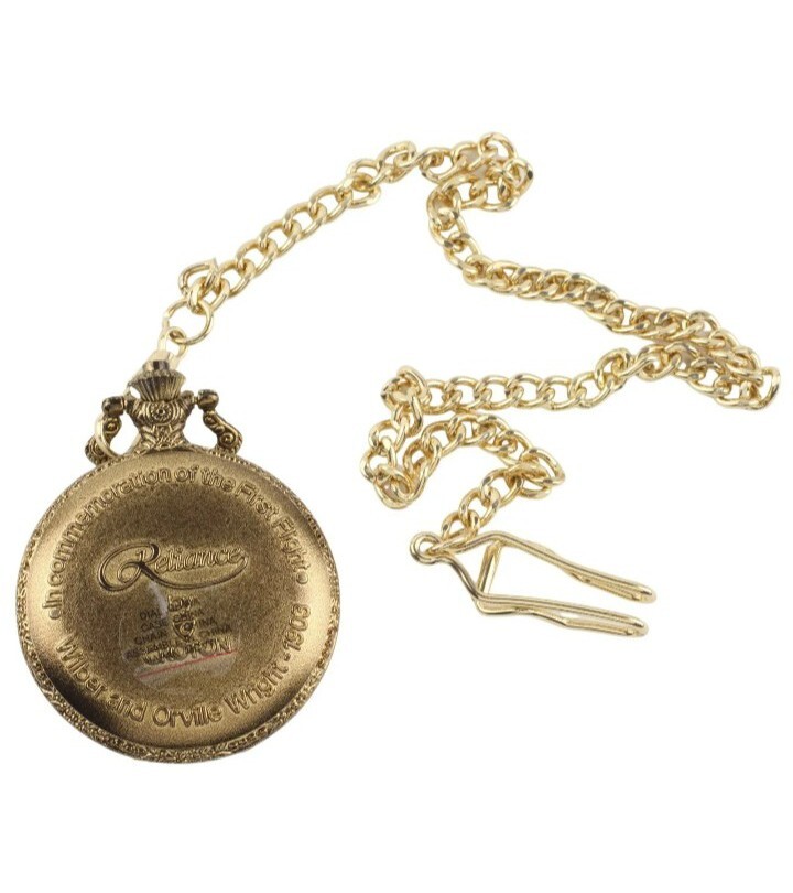 Wright Brothers First Flight Airplane Pocket Watch Silver Gold Finish ...