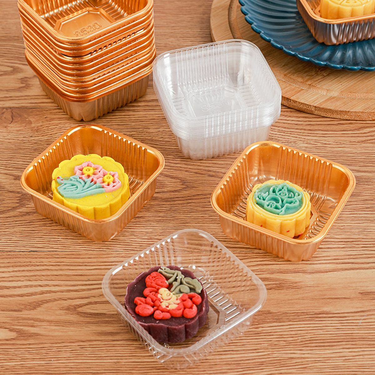 100pcs Plastic Square Mooncake Boxes - Cheesecake Bath Bomb Hot ...