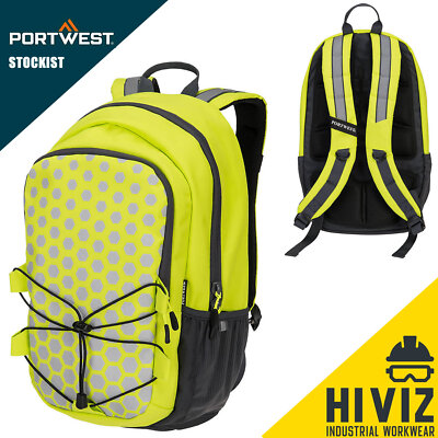PW3 Hi-Vis Rucksack Reflective Tape Laptop Sleeve 2 Water Bottle Pocket ...