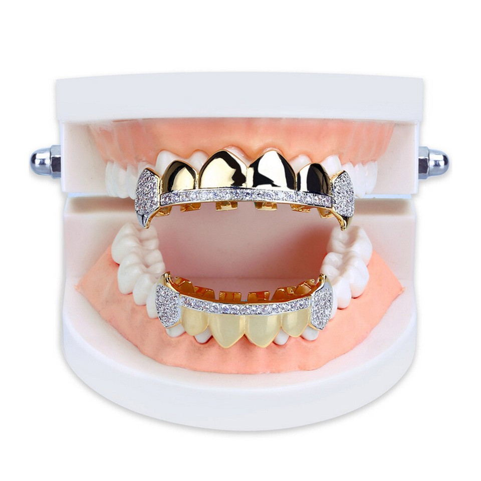 Alloy Hip Hop Teeth Set Halloween Vampire Gold Bling Mouth | eBay UK