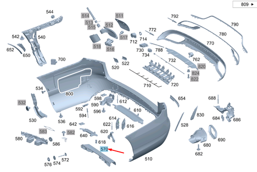 New MERCEDES-BENZ C W205 Rear Bumper Center Basic Carrier A2058851865 ...