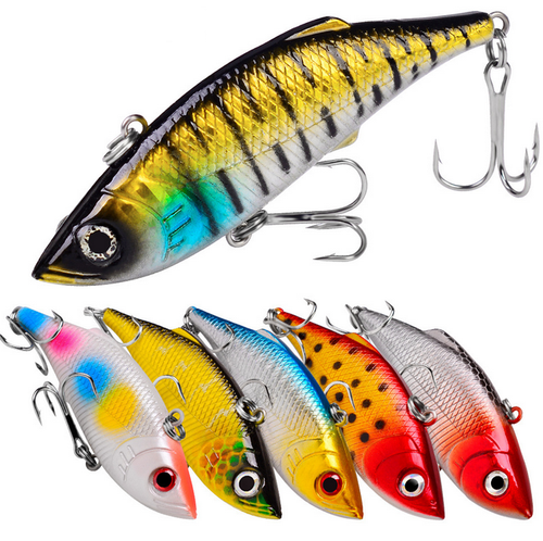 6pc Metal Blade Fishing Lures Hard VIB Crank Bait Sinking Treble Hook ...