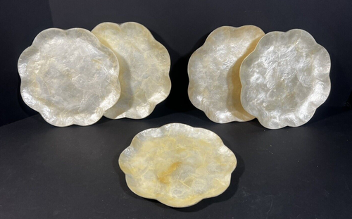 VTG Capiz Shell Plates 8” Scallop Edge Set of 5 | eBay