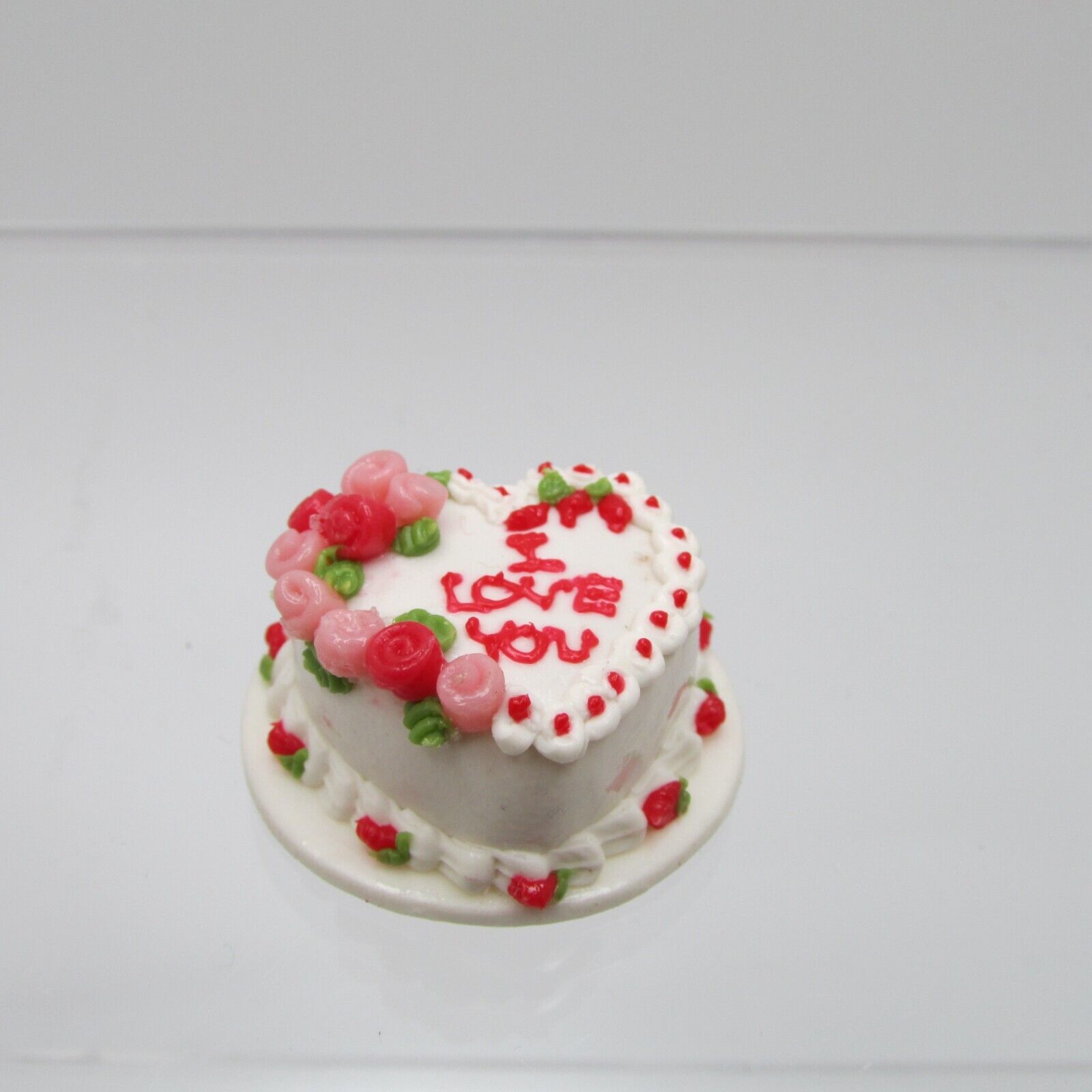 Dollhouse Miniature Valentines Day I Love You Heart Cake With Roses