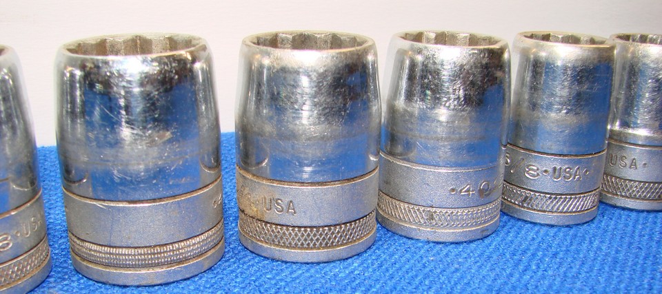 vintage S-K 1/2" drive --- 12 knurled sockets --- see pics --- 1 1/16 ...