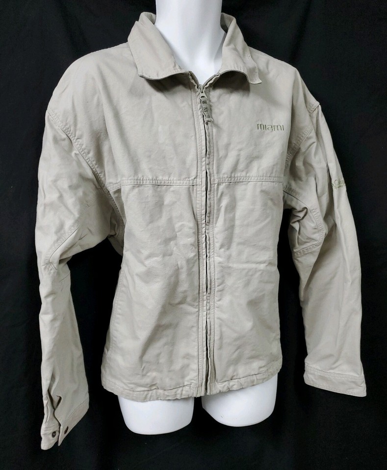 Columbia Univ of Miami Khaki Beige Jacket Size XL Full Zipper Pockets ...