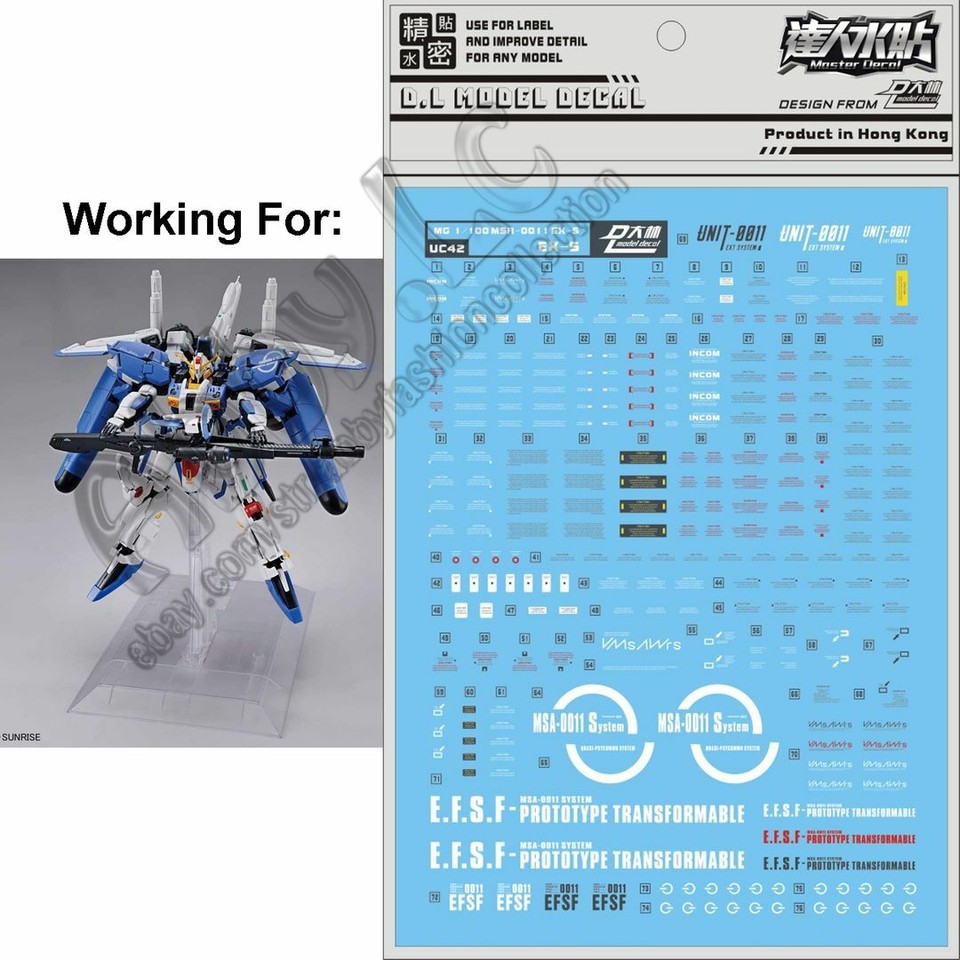 for MG 1/100 Ex-S / S Model DL Master Water Slide pre-cut Decal Sticker ...
