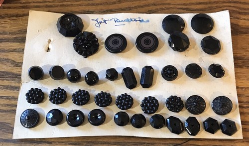 Vintage Lot 38 Black Glass Jet Buttons Assorted Shapes Sizes Most ...