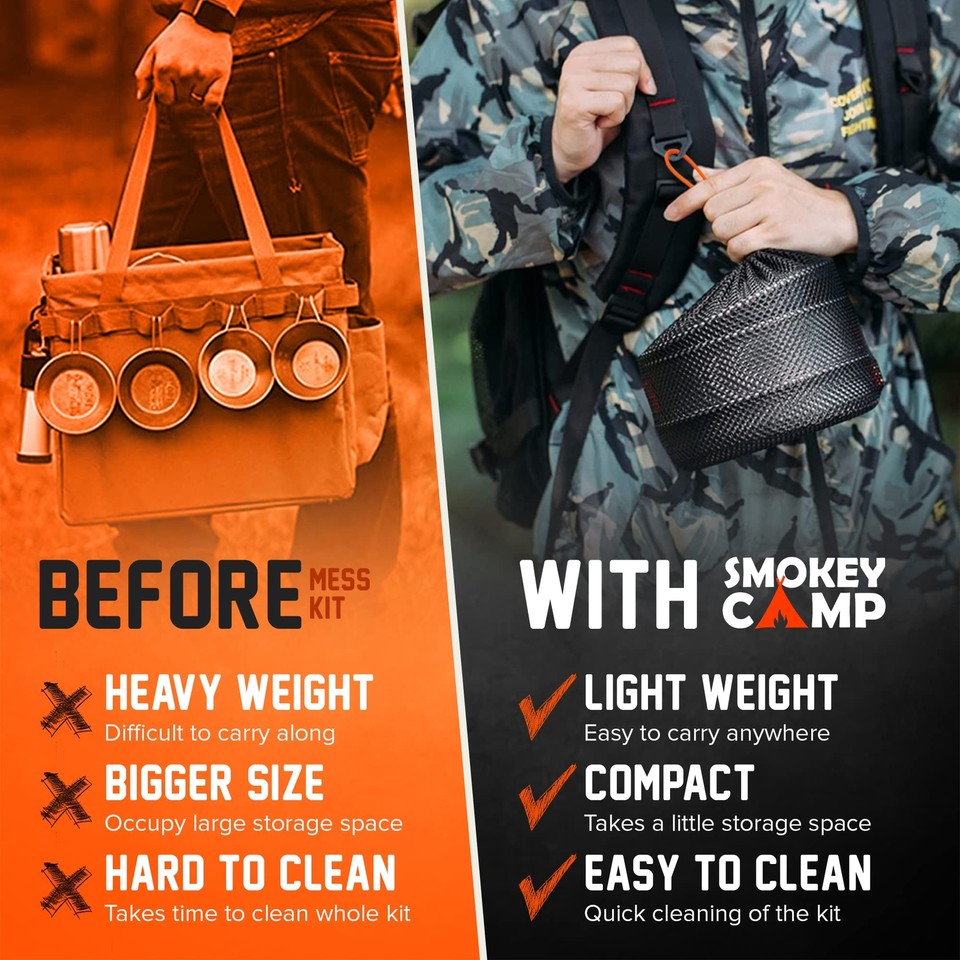 Camping Cookware Mess Kit Set With Stove Backpacking Compact Camping ...