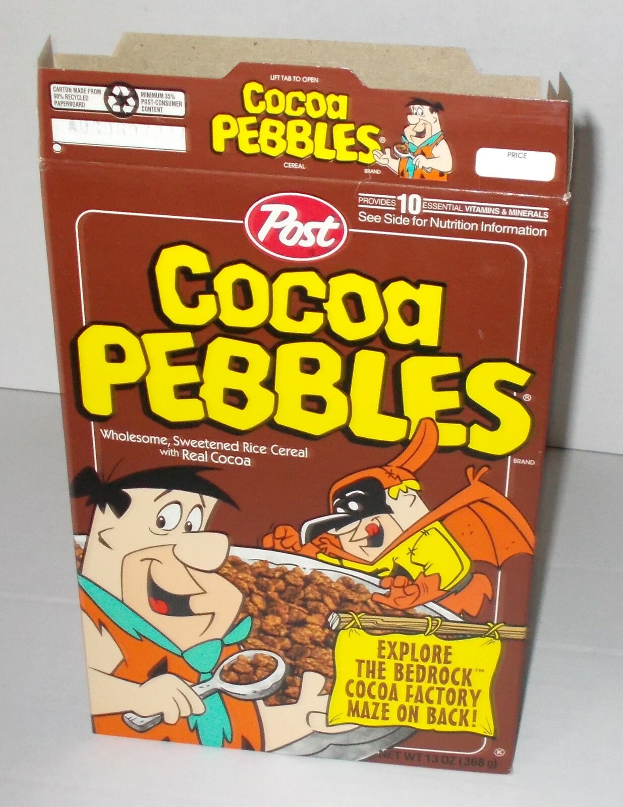 Cocoa Pebbles Cereal Box