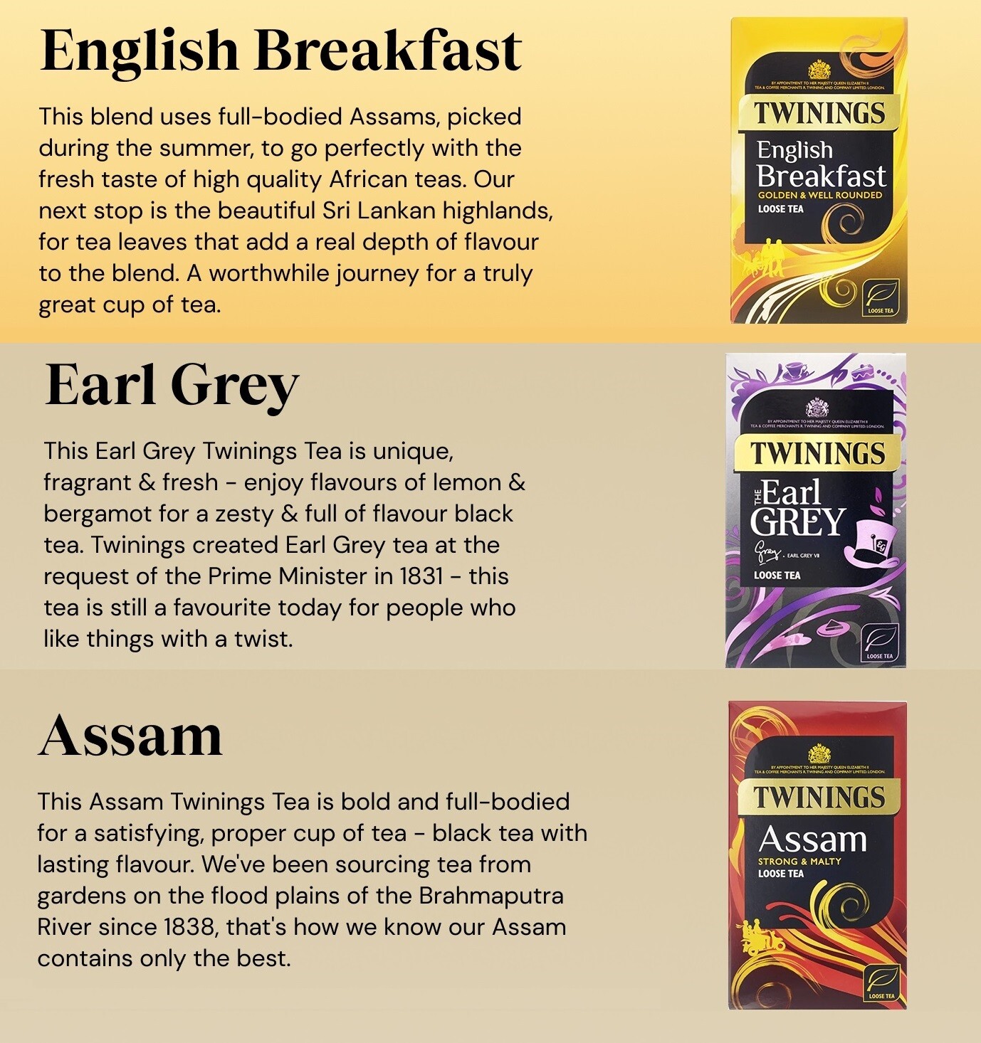 Twinings Loose Leaf Tea – English Breakfast, Earl Grey, Assam – Bold ...