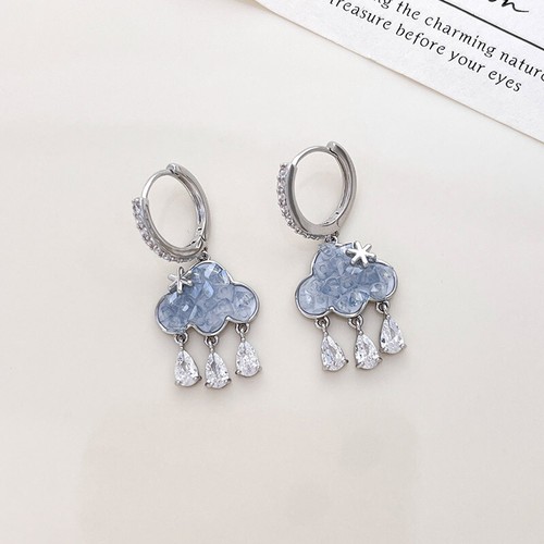 1Pair Cute Cloud Earrings Blue Crystal Rain Cloud Drop Earring Aesthetic Jewelry | eBay Australia