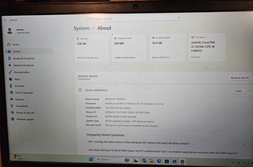 Lenovo ThinkPad E15 Gen1 15.6" FHD c\Intel Core i5 16GB 256GB SSD ...
