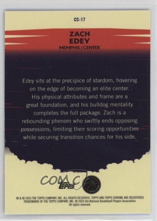 2024-25 Chrome Countdown Complete Blue Basketball Refractor Zach Edey ...