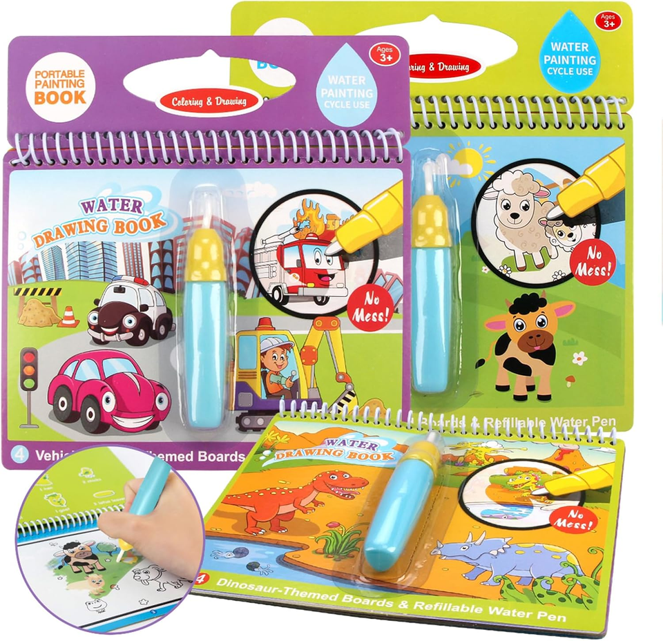 Water Drawing Books 3Pack, Mess-Free Coloring Books for Toddlers, Water ...