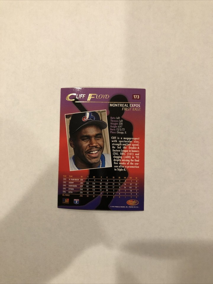 1994 pinnacle Rookie Cliff Floyd Sportflics card 173 | eBay