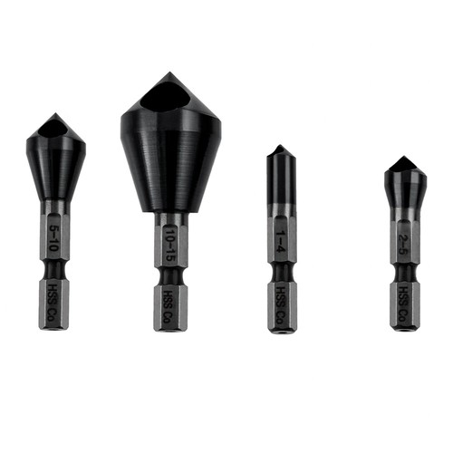4Pcs Deburring Chamfer Cutter Drill Bits Set with Hole for Electric ...