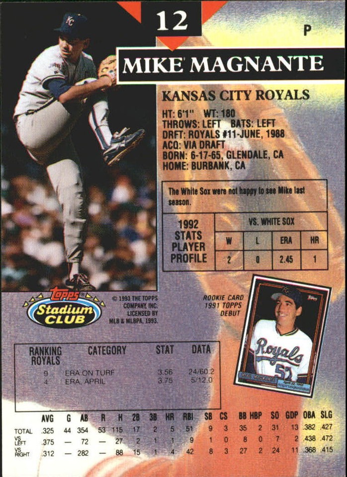 1993 Stadium Club First Day Issue #12 Mike Magnante | eBay