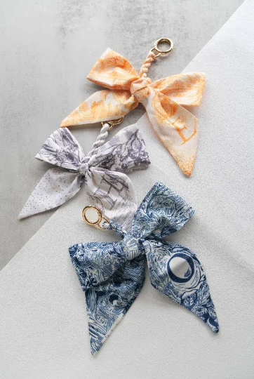 Initial Letter Alphabet Skinny Scarf Bow Keyring Keychain Handbag Purse ...