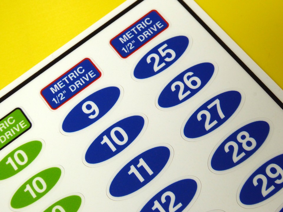 SOCKET SET IDENTIFICATION TOOL LABEL stickers decals METRIC, set of 85 ...