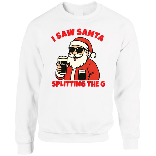 I Saw Santa Splitting Guinness Jumper Festive Xmas Drinking Humor ...