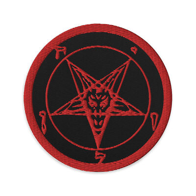 Red Sigil of Baphomet Occult Symbol Embroidered Patch Iron On Applique ...