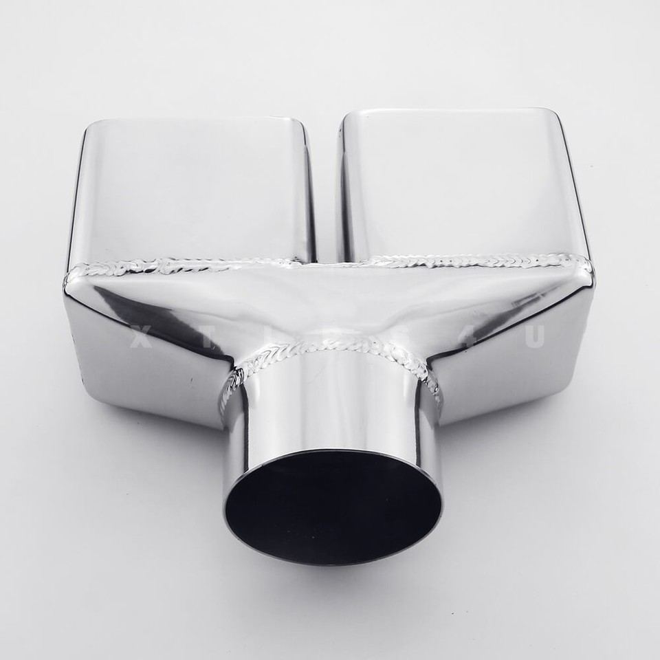 3" Inlet QUAD Square Dual Wall Stainless Steel Exhaust Tips for Dodge ...
