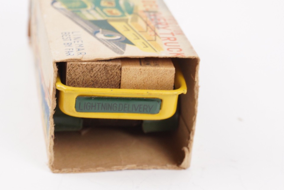 Vtg Marx Line Mar Toys Green Tin Lithograph Friction Delivery Truck ...