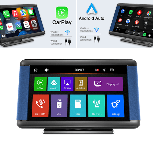 7" Portable Screen Monitor For Wireless Carplay Android Auto Mirror ...