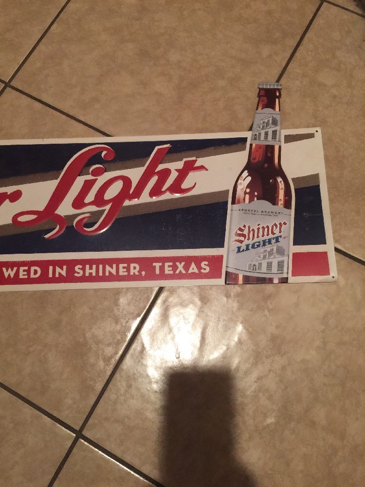 SHINER LIGHT BEER SIGN GREAT LOOKING 2007 EMBOSSED BOTTLE SPOETZL ...