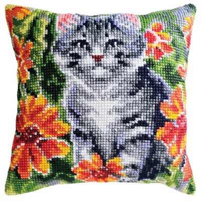 CDA stamped cross stitch kit cushion "I hid", 40x40cm, DIY | eBay