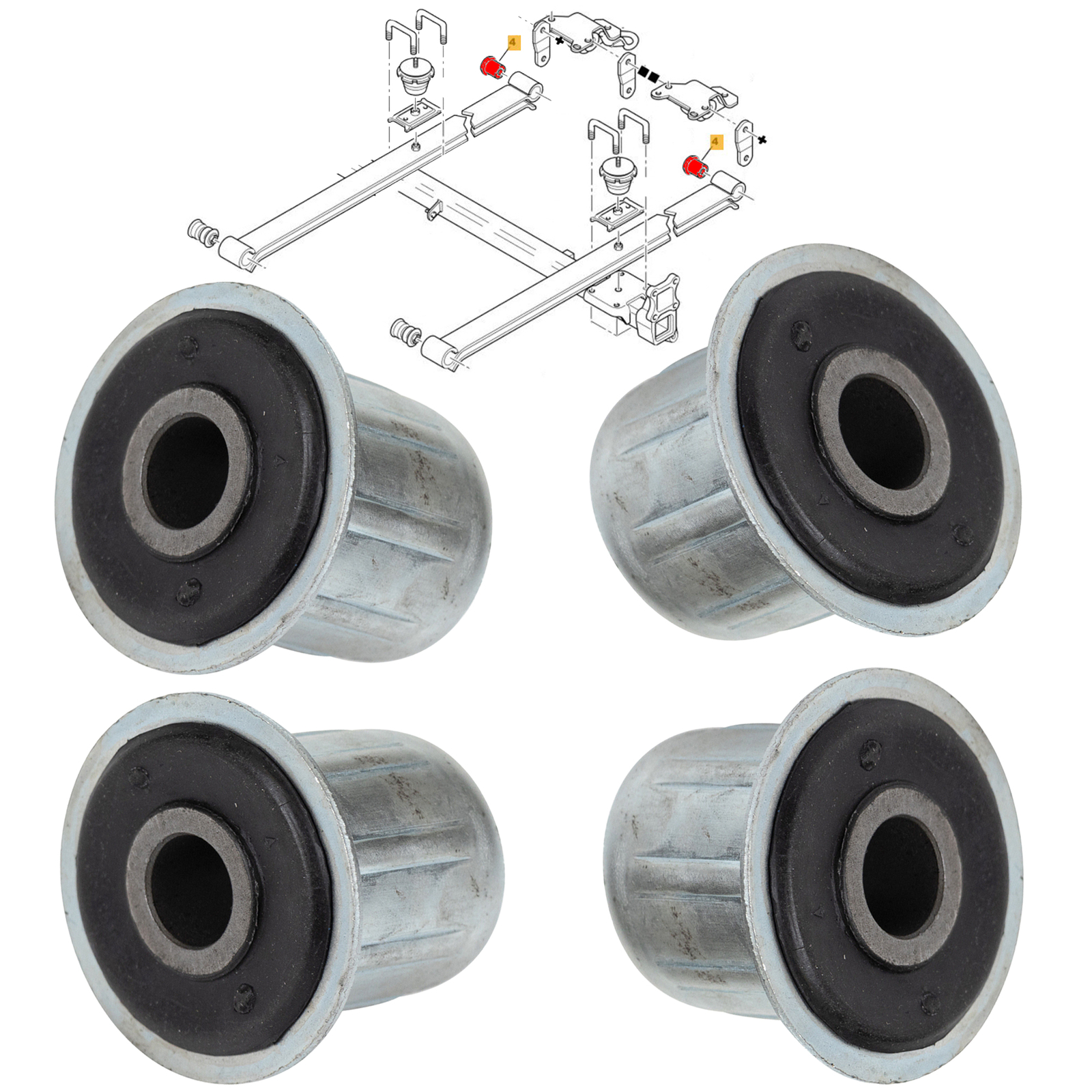 4 Douille Silent-Bloc Ressort à Lames Arriere Gauche + Droite Jumper Boxer 94-06 | eBay