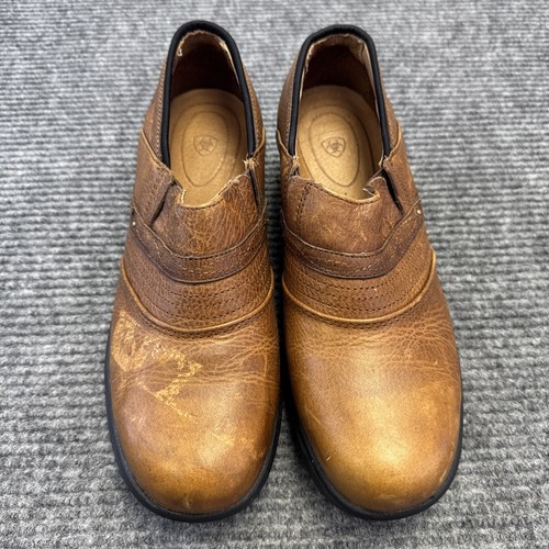 ARIAT Oil Slip Resistant Steel Toe Clogs Brown Leather Work Shoes Size ...