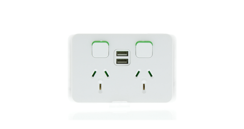Clipsal Iconic Series Double powerpoint with USB charger 10A 250V ...