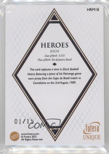 2021-22 Futera Unique World Football Heroes Relics Sapphire /15 Zico #HRM18 | eBay