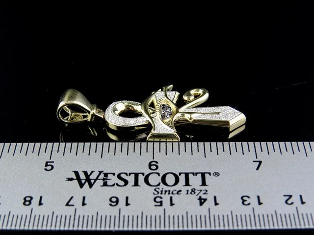 2Ct Round Cut Lab Created Diamond Eye Cross Shape Pendant 14K Two Gold ...