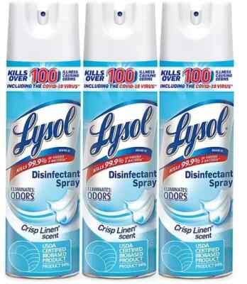 3 PACK - Lysol Disinfectant Spray - Crisp Linen Scent, 19 oz New | eBay