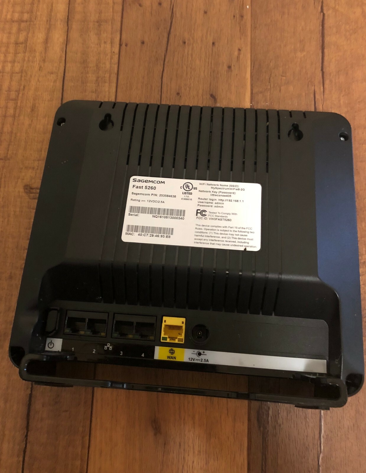 Sagemcom fast 5260 Wireless Router Dual Band Router adapter& ethernet ...