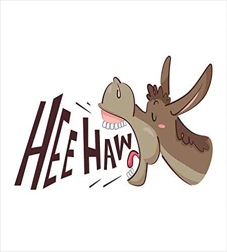 Donkey Duvet Cover Set, Cartoon Braying Donkey with HEE Haw Twin Brown ...