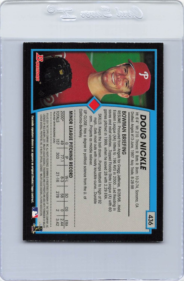 2001 Bowman #436 Doug Nickle Phillies Signed Auto *H5708 | eBay