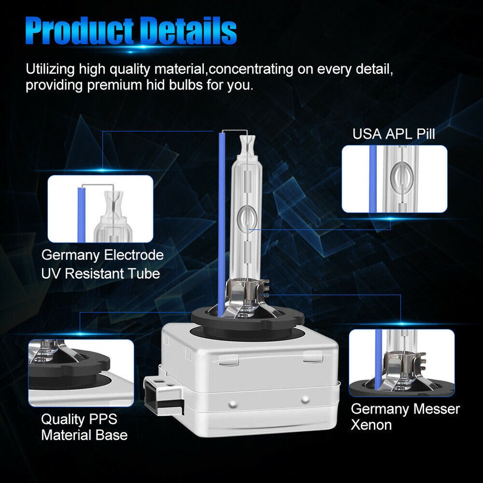 Pair D1C/D1R/D1S 8000K Ice Blue HID Xenon Headlight Light OEM ...